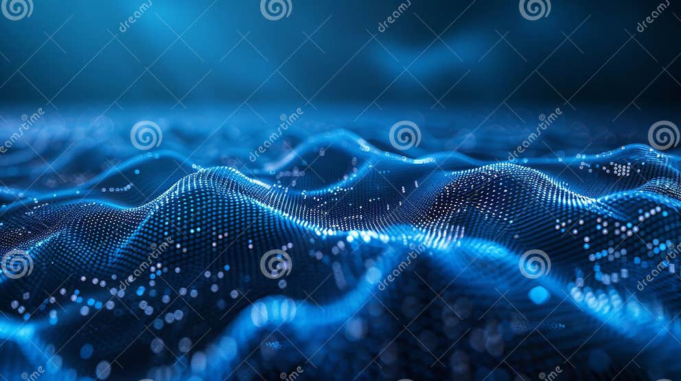 Digital Waves and Dots Interconnection Stock Illustration - Illustration of abstract, design ...