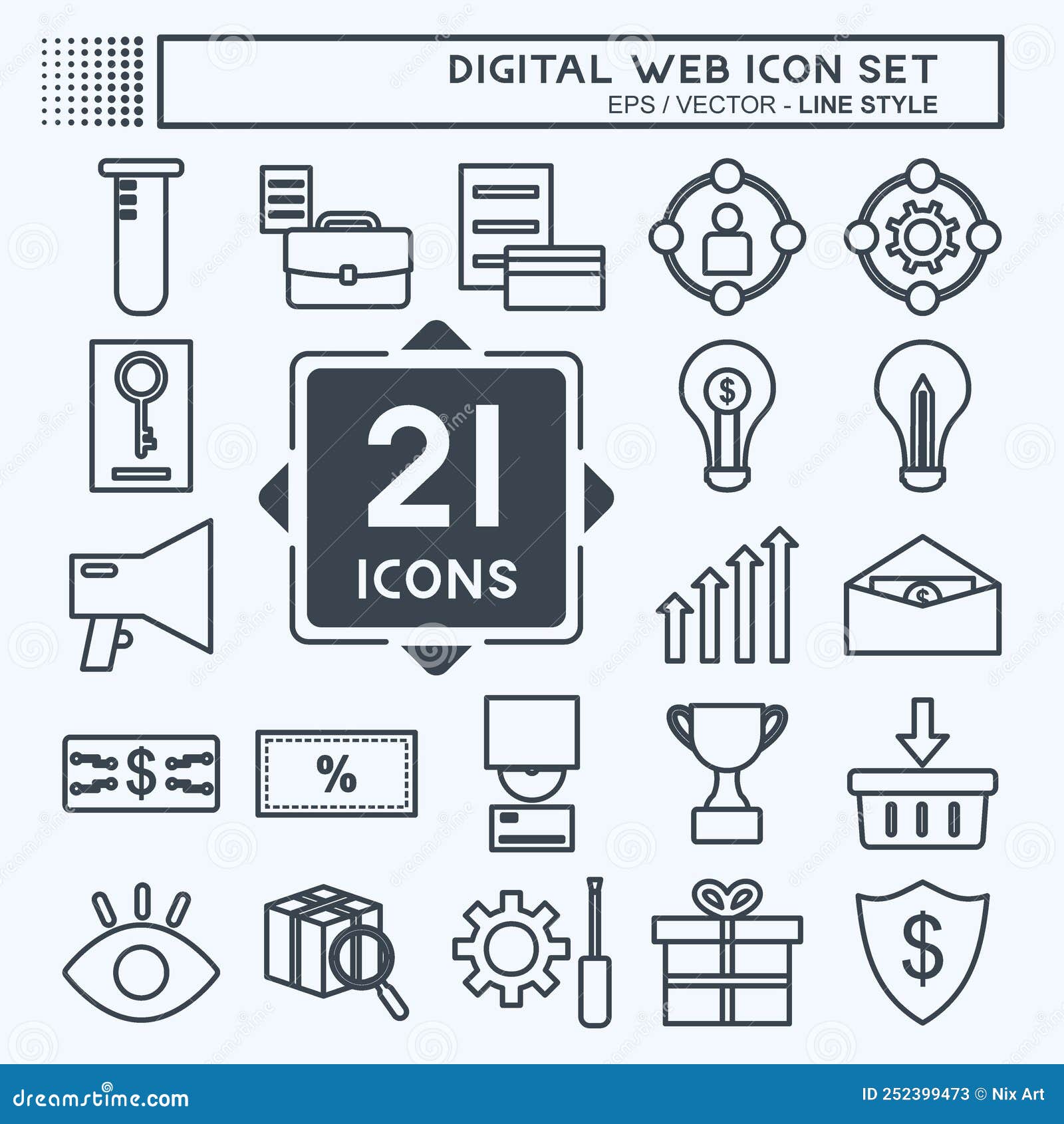 Digital Web Icon Set. Suitable for Digital Web Symbol. Line Style ...