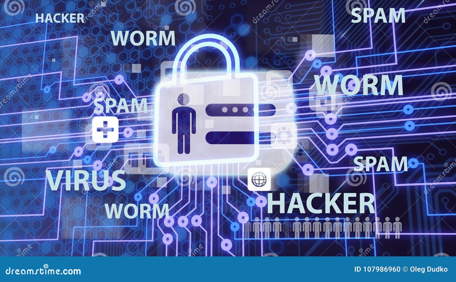 Digital Web Network Icons on Background Stock Illustration ...