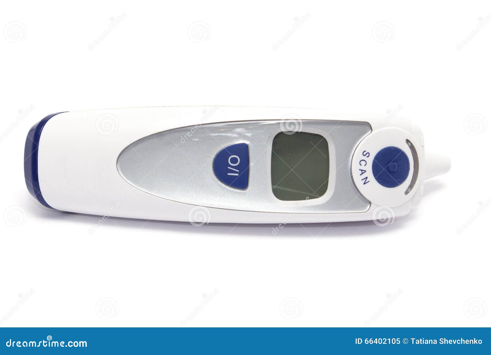 Digital White and Blue Thermometer with Display Isolated Over White ...