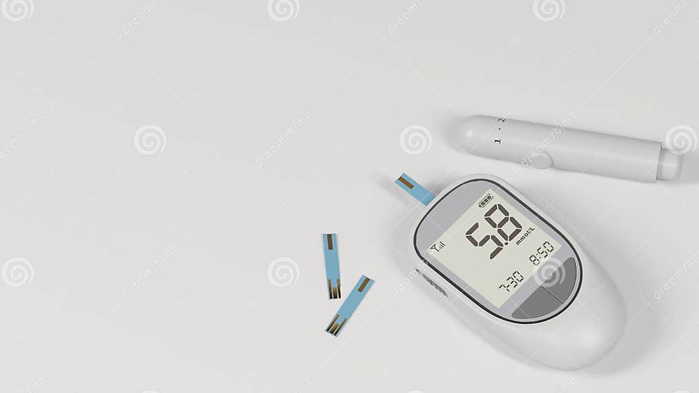 Digital White Glucometer Tools - Diabetes Home Testing Kit Isolated on ...