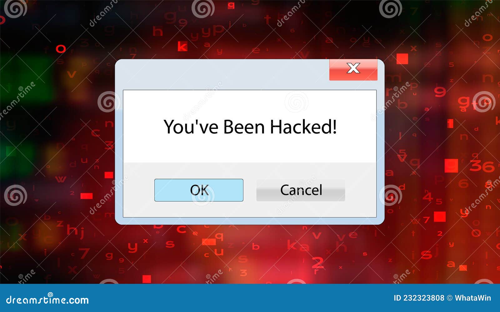 Digital Window with Warning Message. You Have Been Hacked User Interface Stock Vector ...