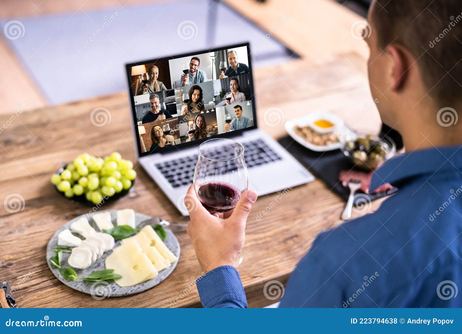 Digital Wine Tasting Virtual Dinner Event Stock Photo - Image of ...