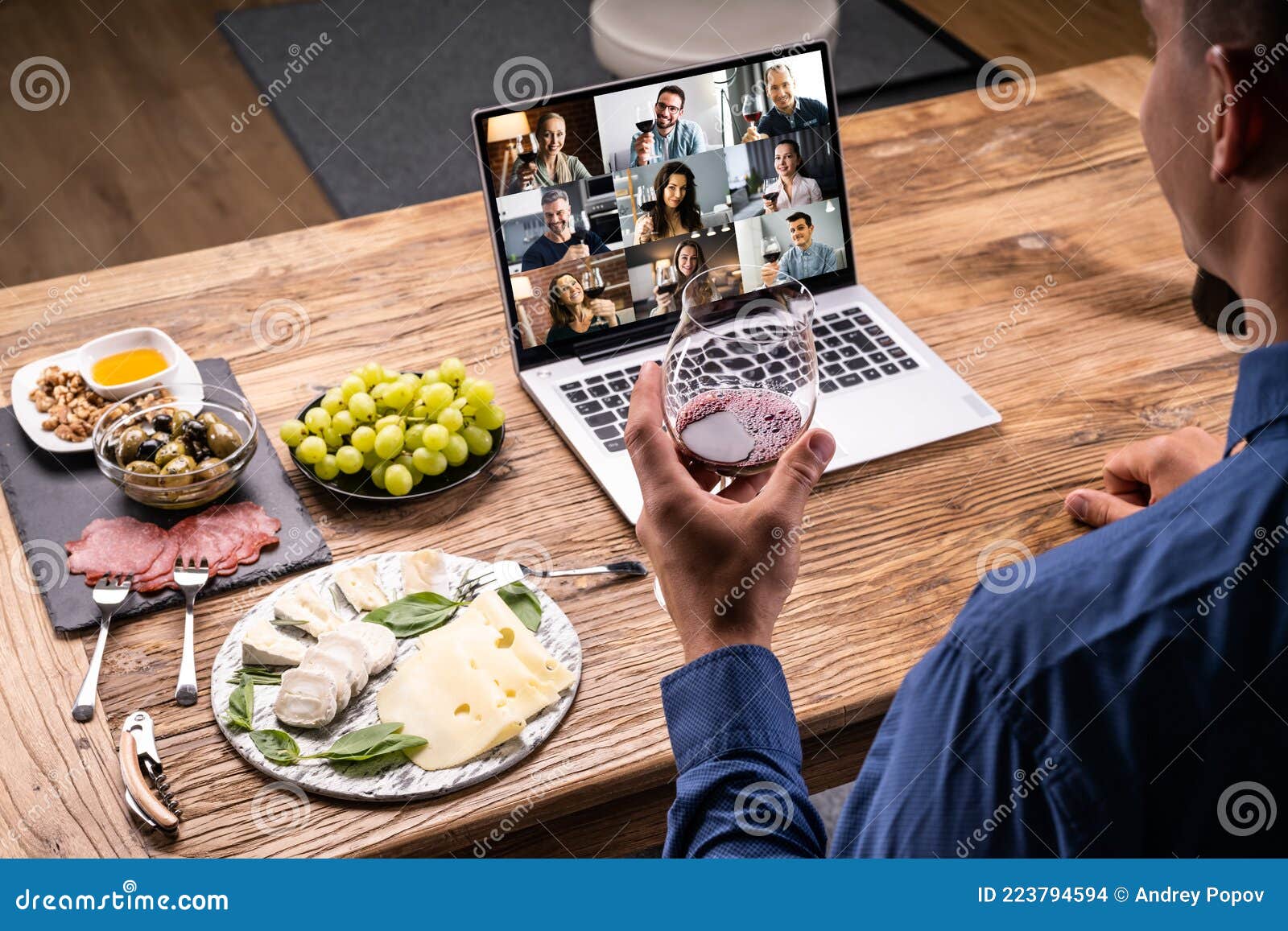 Digital Wine Tasting Virtual Dinner Event Stock Photo - Image of cheers ...