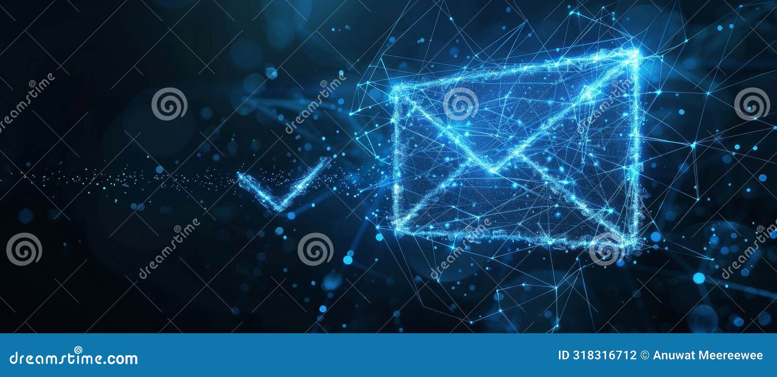 Digital Wireframe Email Icon, Communication in Modern Business Stock ...