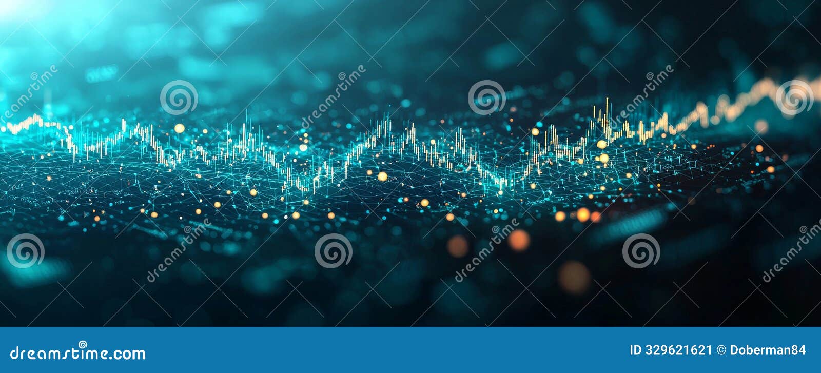 Digital Wireframe Graph with Fluctuating Data Points Background Stock ...