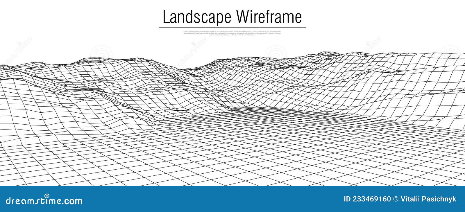 Digital Wireframe Landscape. Wireframe Terrain Polygon Landscape Design ...