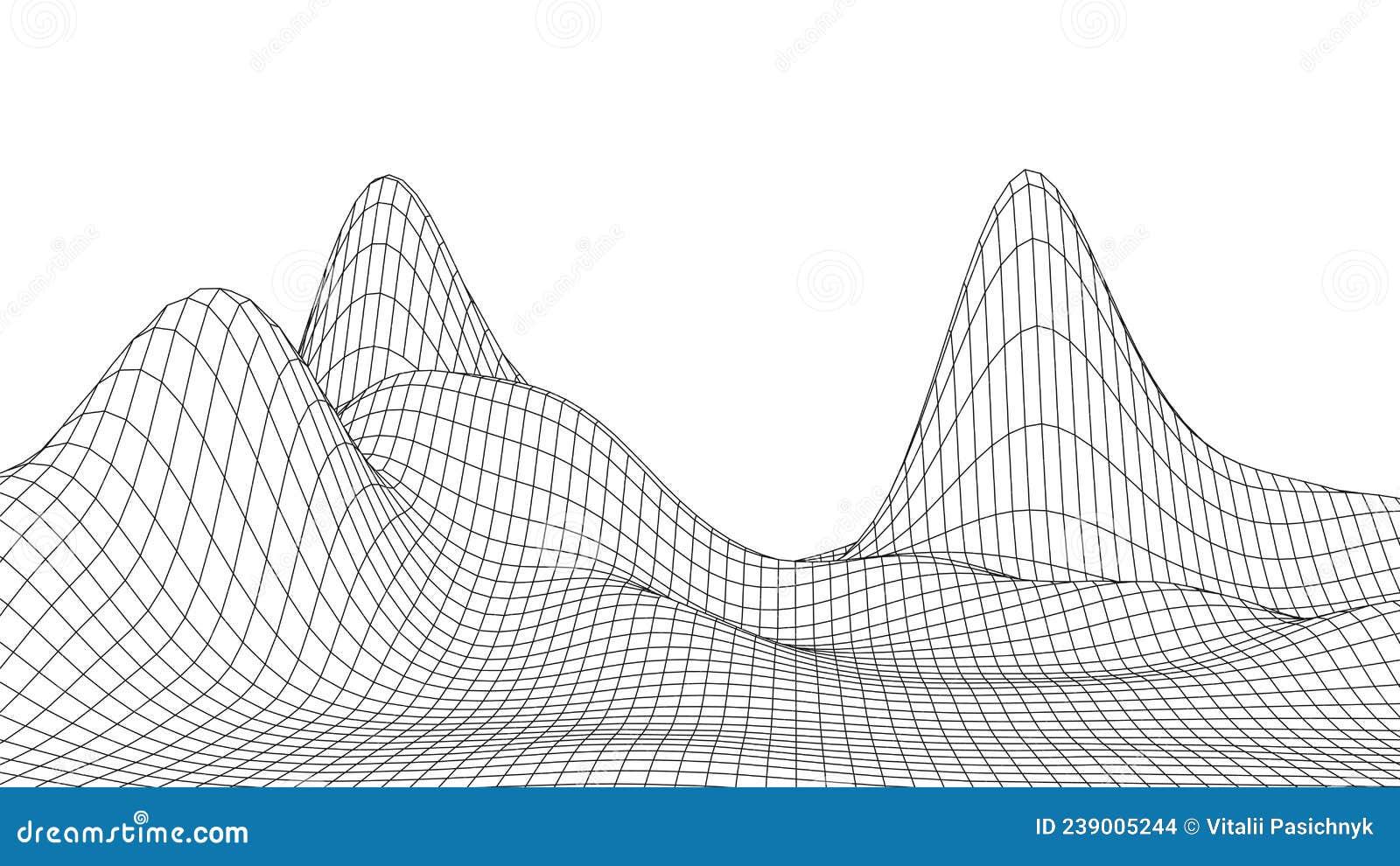 Digital Wireframe Landscape. Wireframe Terrain Polygon Landscape Design ...