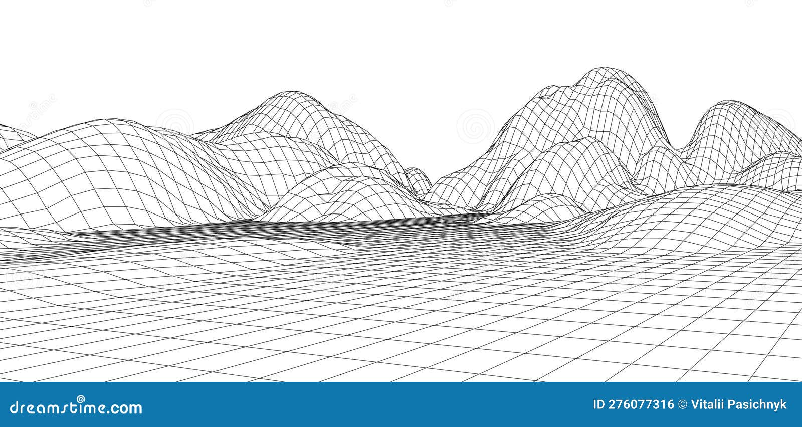 Digital Wireframe Landscape. Wireframe Terrain Polygon Landscape Design ...