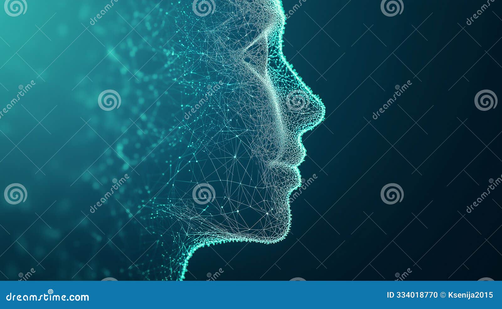 Digital Wireframe Representation of a Human Face in Profile, Made Up of ...