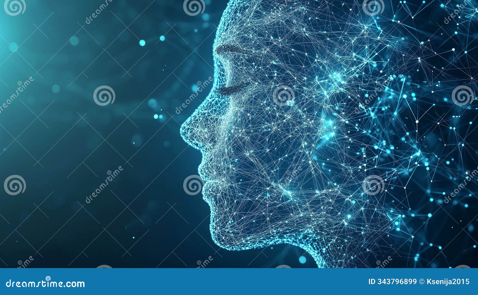 Digital Wireframe Representation of a Human Face in Profile, Made Up of ...
