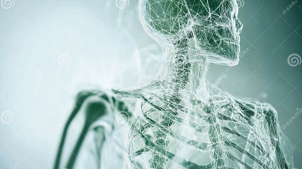 Digital Wireframe Visualization of the Human Skeleton, Highlighting ...