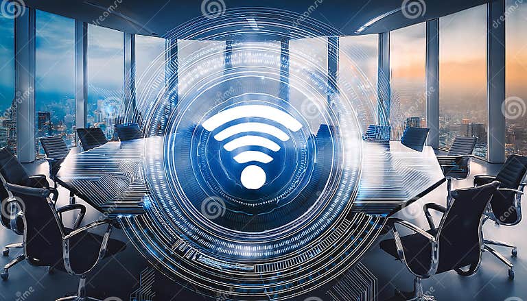 Digital Wireless Interface Technology Concept Icon. Abstract Blurred ...