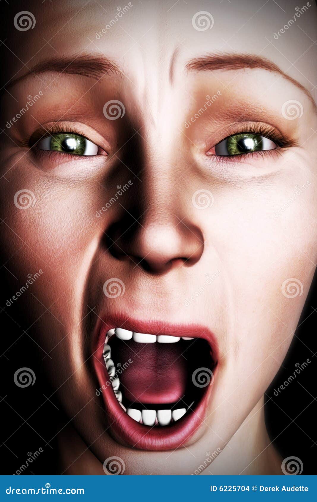 Digital Woman S Face Screaming Illustration Stock Illustration ...