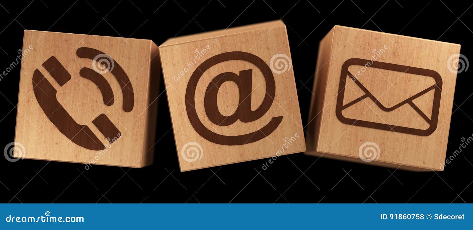 Digital Wooden Cube Contact Icon 3D Rendering Stock Illustration ...
