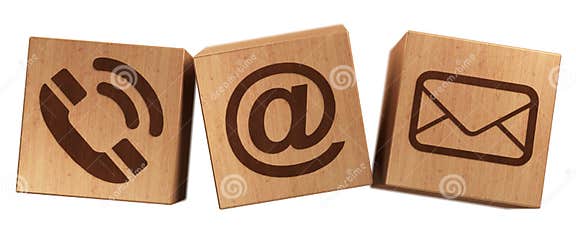 Digital Wooden Cube Contact Icon 3D Rendering Stock Illustration ...