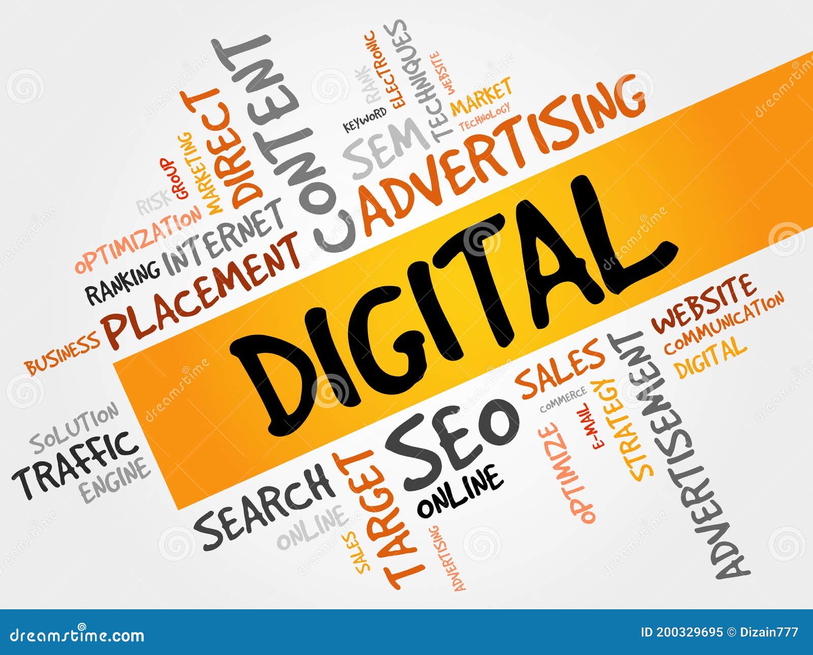 DIGITAL word cloud stock illustration. Illustration of market - 200329695