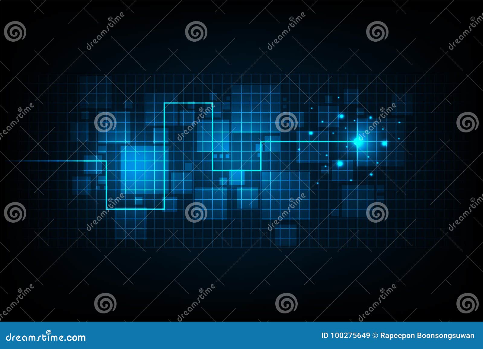 Digital Work on a Dark Blue Background. Stock Vector - Illustration of ...