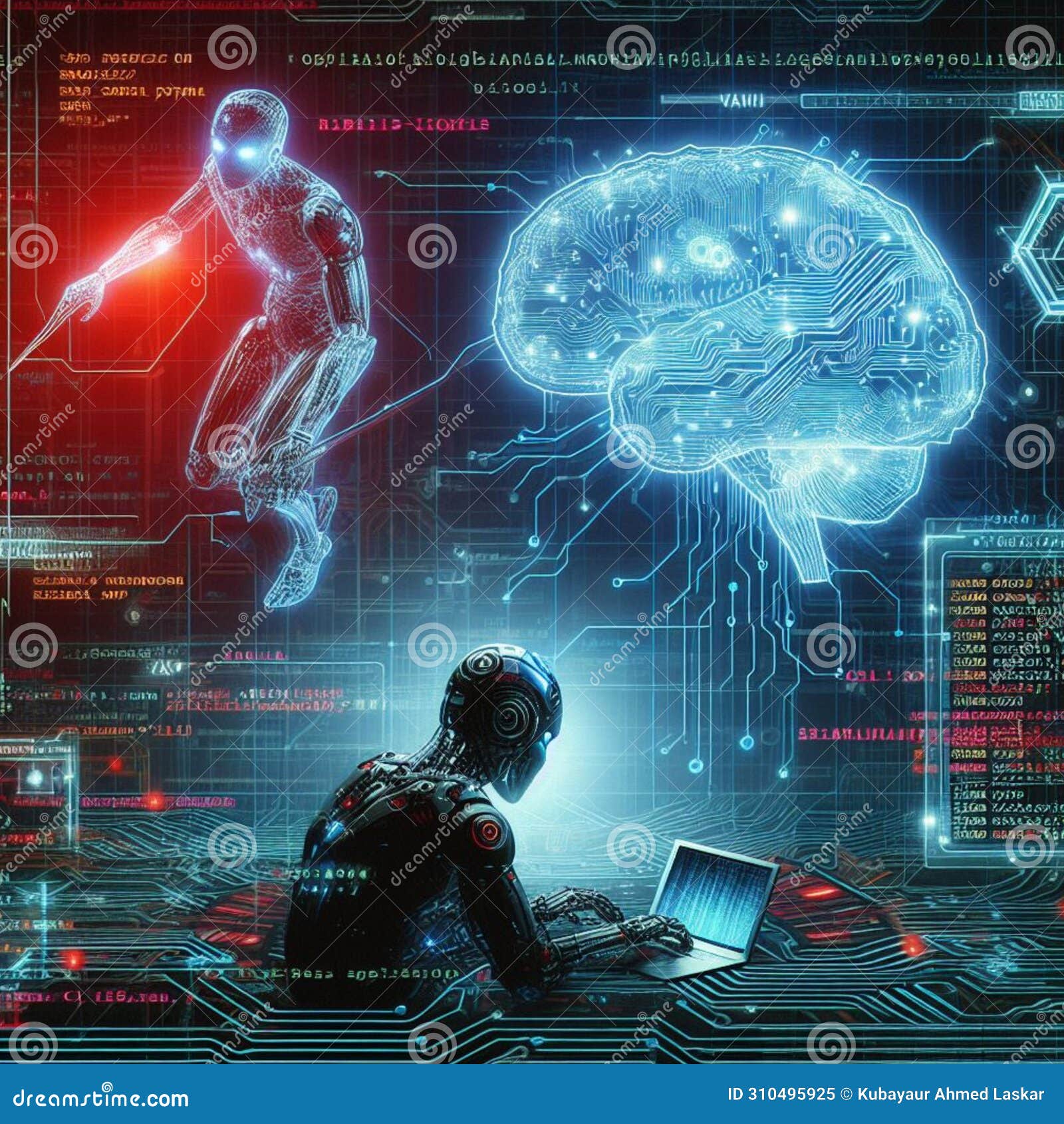 Digital Work in Future with Ai Graphic Stock Illustration ...