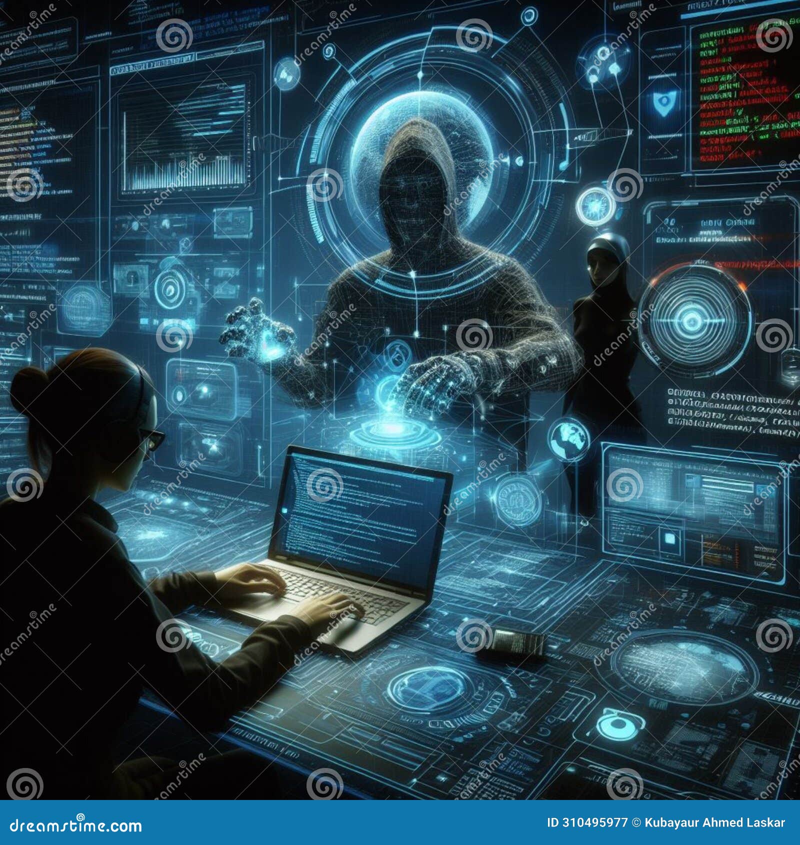 Digital Work in Future with Ai Graphic Stock Illustration ...