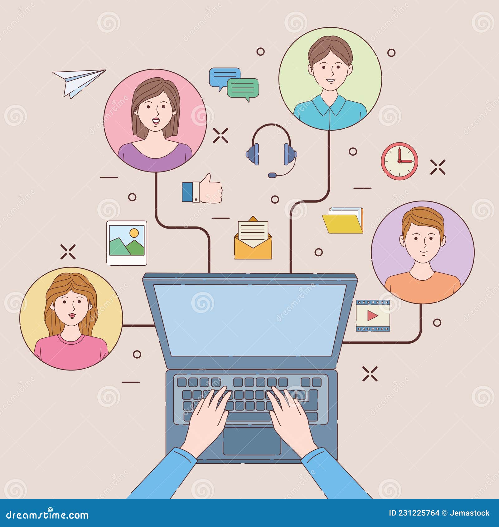 Digital work with network stock vector. Illustration of online - 231225764