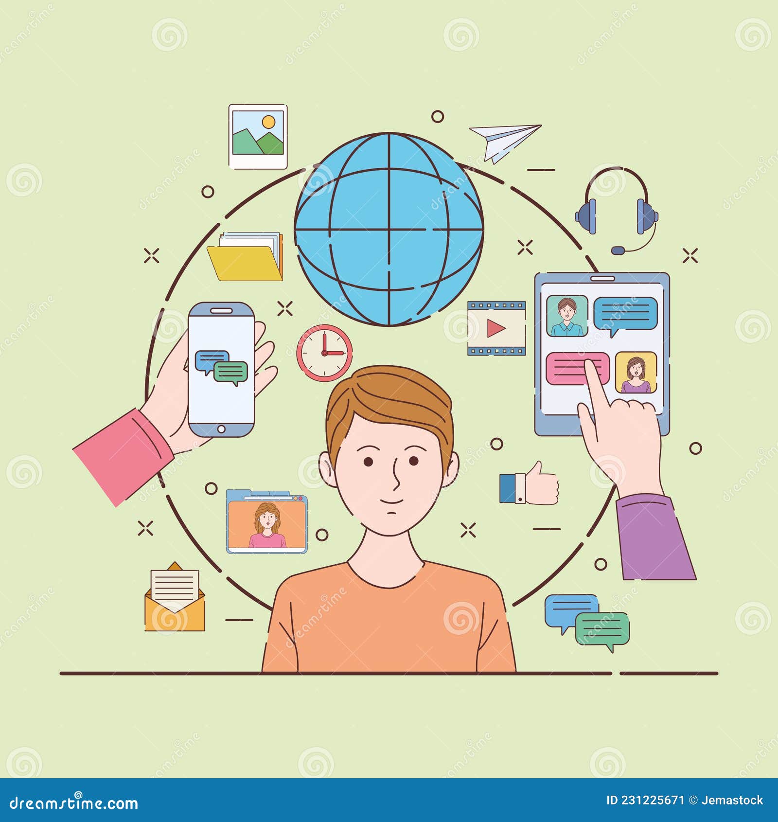 Digital work with user stock vector. Illustration of device - 231225671