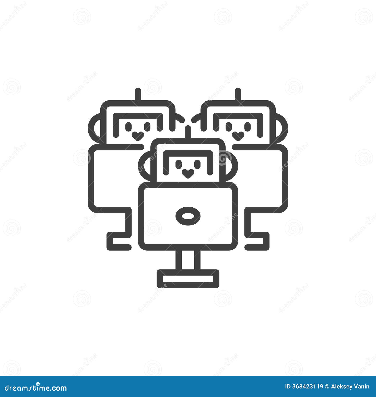 Digital Workforce Concept Black And White Drawing Vector Illustration ...
