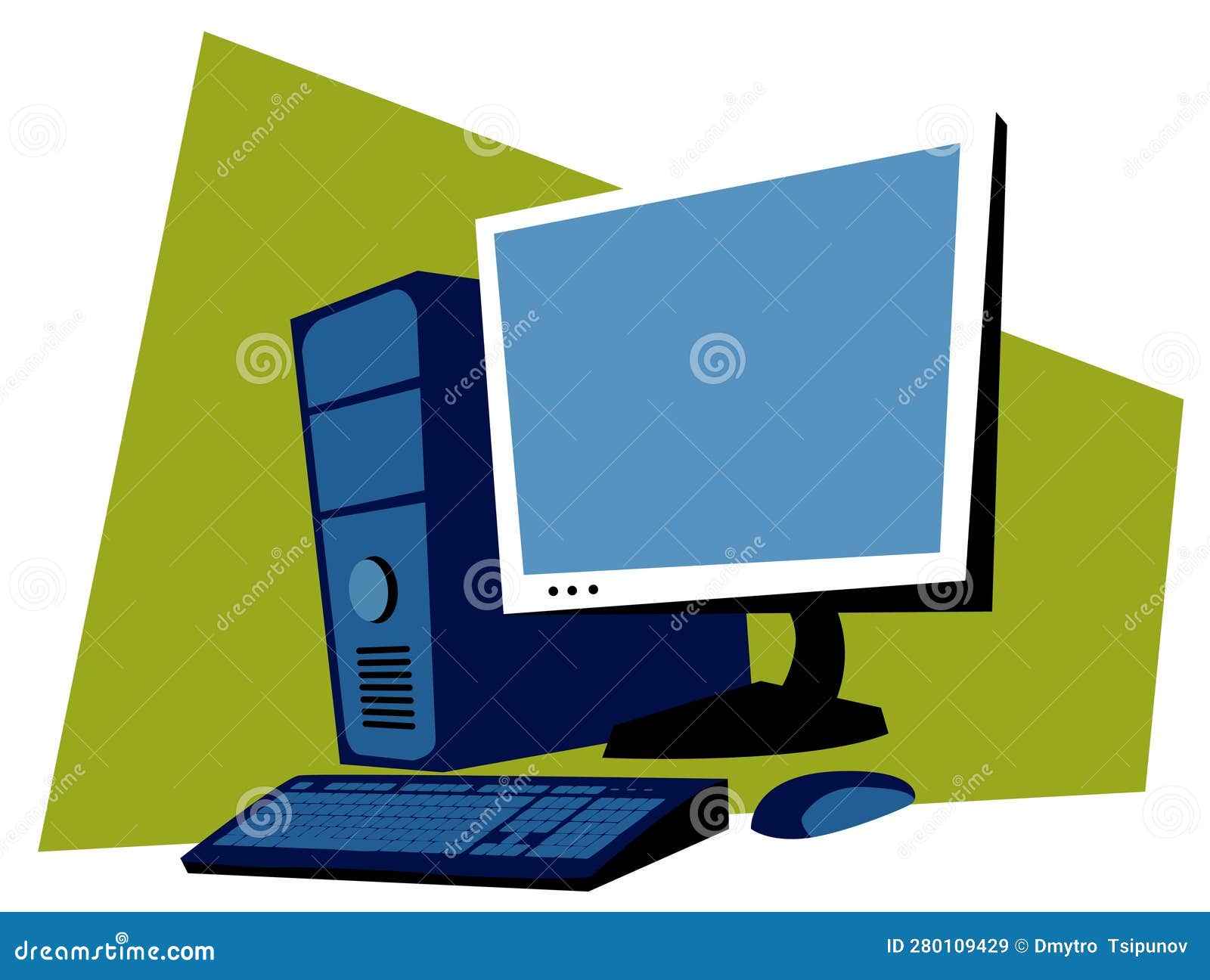 Digital Workplace. a Powerful Computer on Office Desk Stock Vector ...