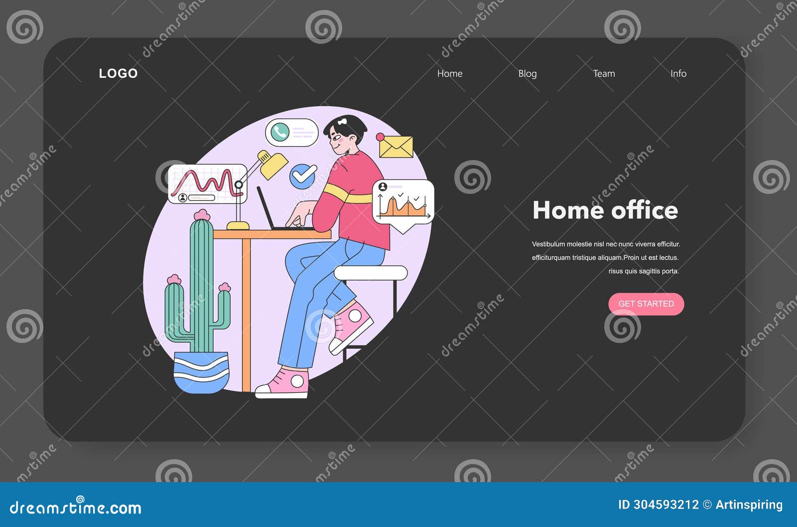 Digital Workspace Concept. Efficient Work Routine. Flat Vector ...
