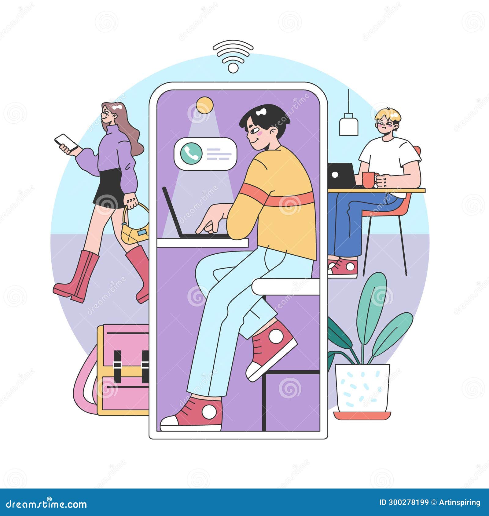 Digital Workspace Evolution Concept. Flat Vector Illustration Stock ...