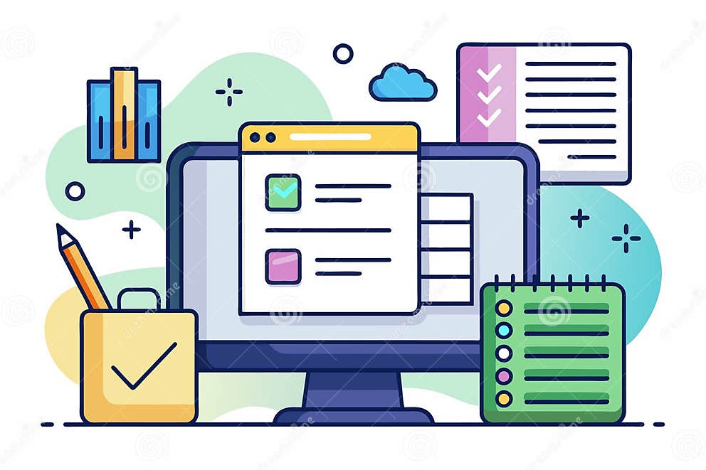 A Digital Workspace Featuring a Computer Displaying a Checklist ...