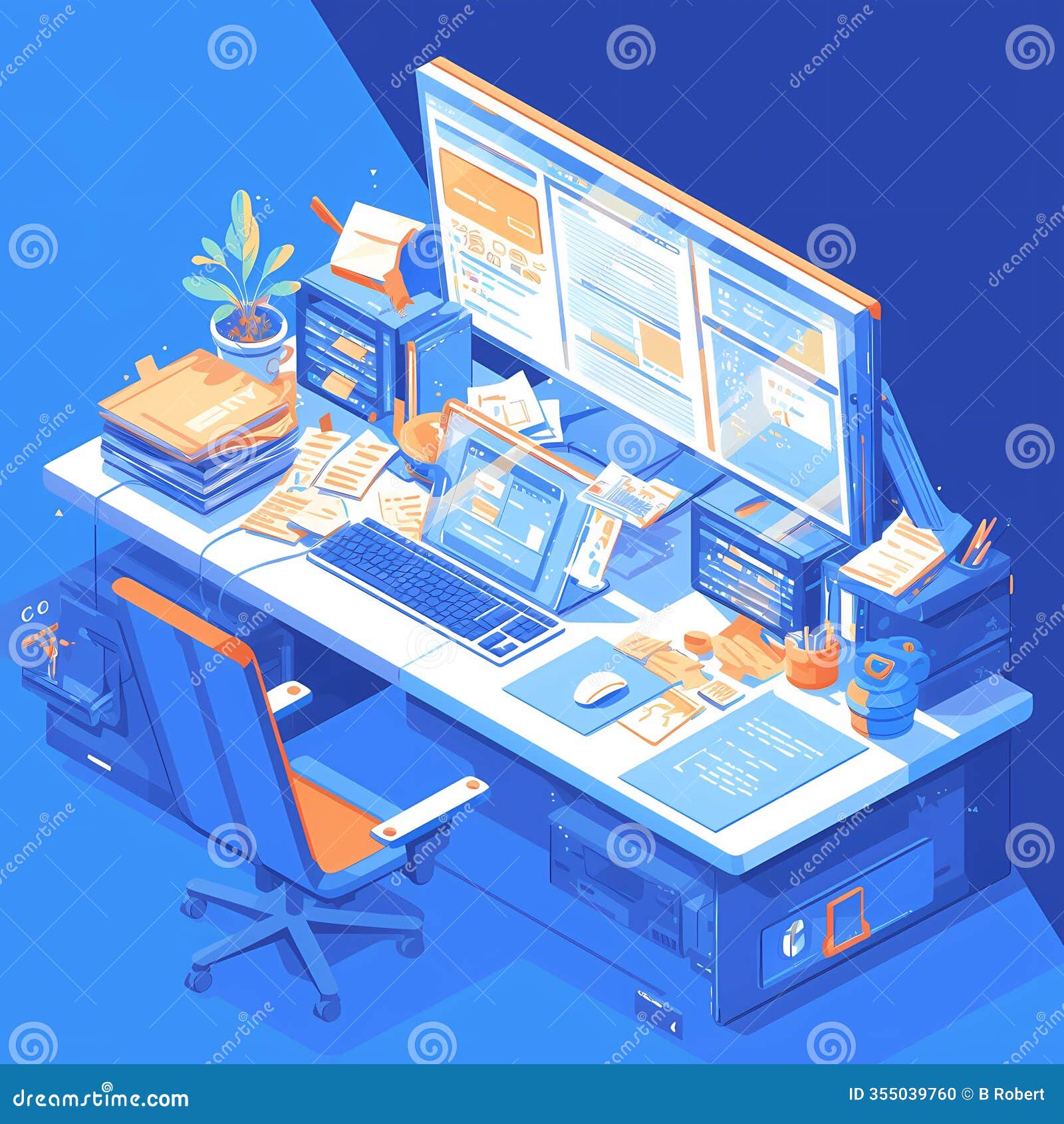 Digital Workspace Illustration Stock Illustration - Illustration of ...