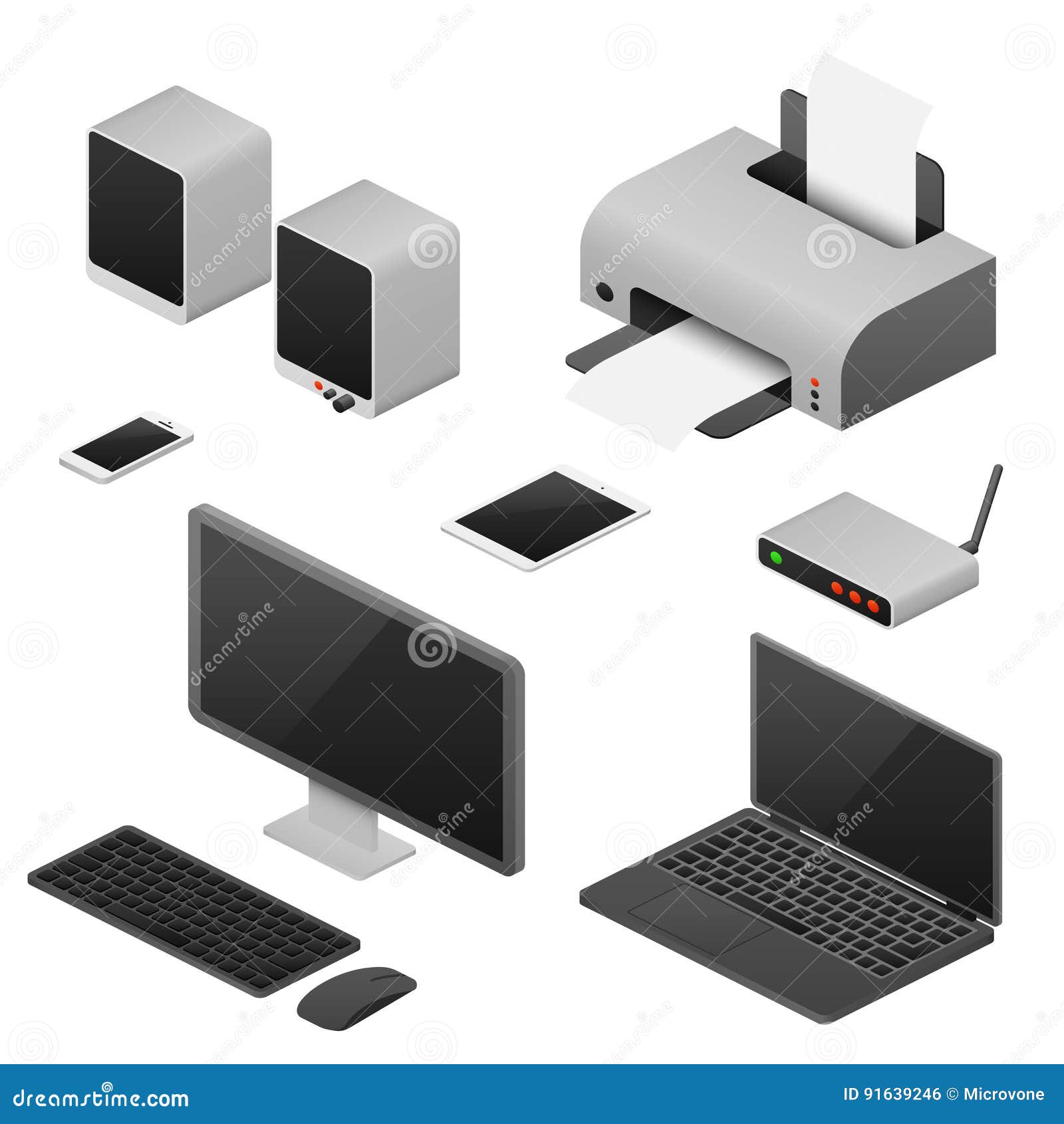 Digital Workstation Isometric Vector Computers, Supplies Of Office ...