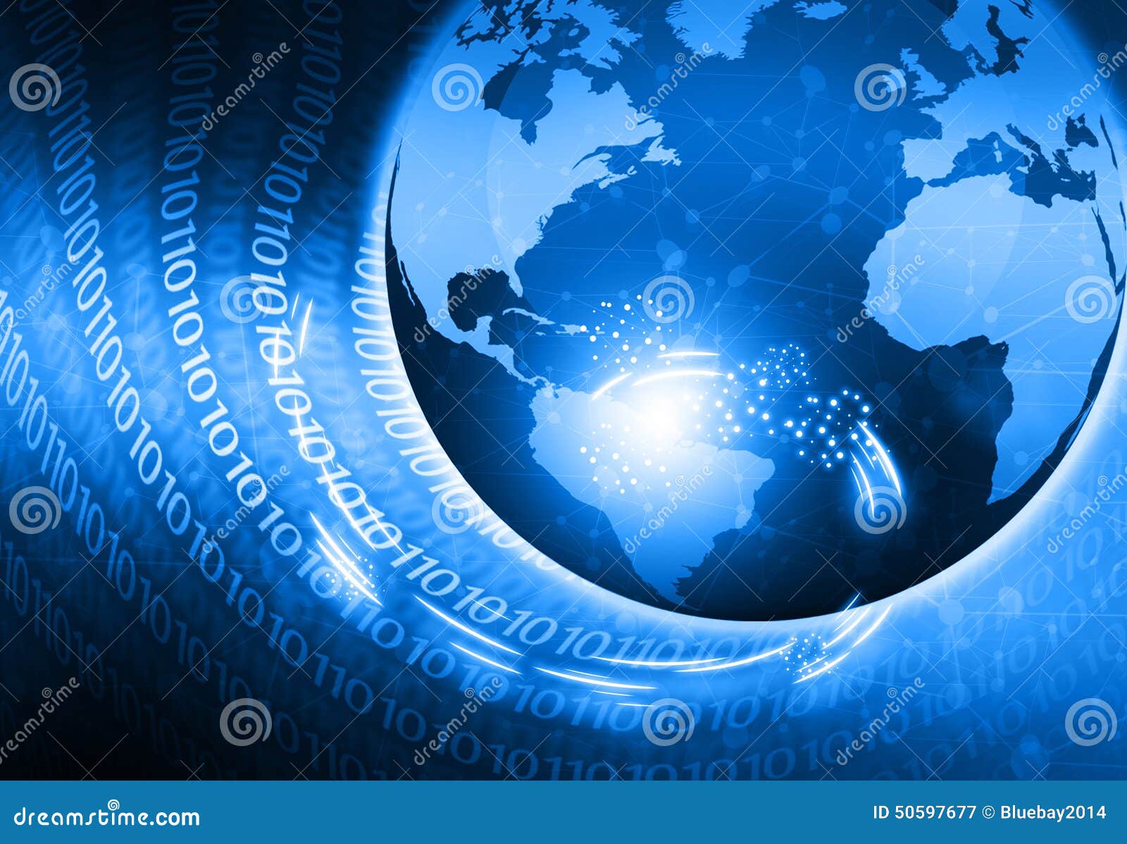 Digital World on Abstract Binary Background Stock Illustration ...