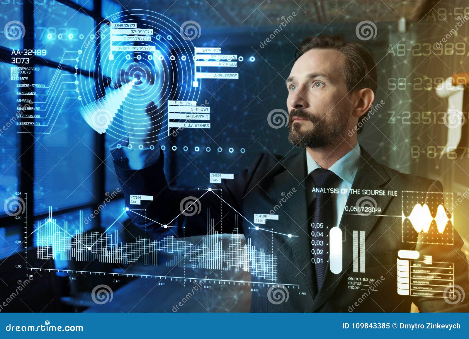 Attentive Programmer Thoughtfully Looking At The Screen And Touching ... Attentive Programmer Thoughtfully Looking At The Screen And Touching ...