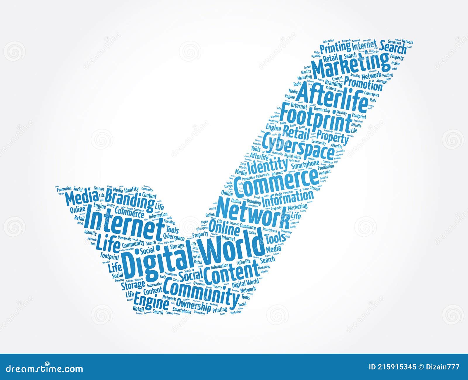 Digital World Check Mark Word Cloud, Technology Concept Background ...