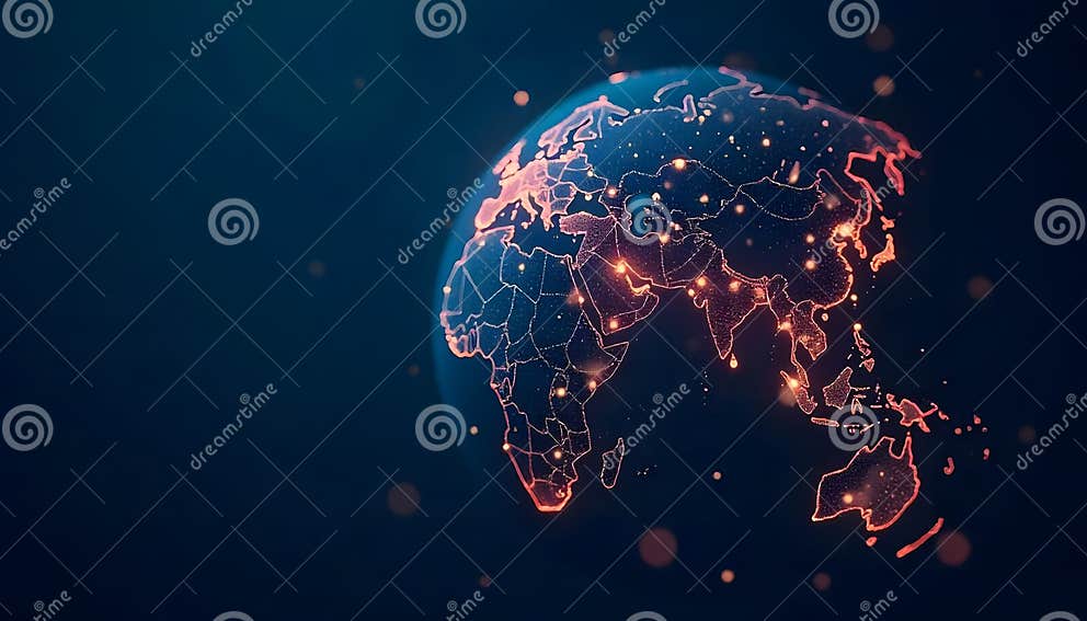 Digital World Connection with Glowing Earth and Data Visuals Stock ...