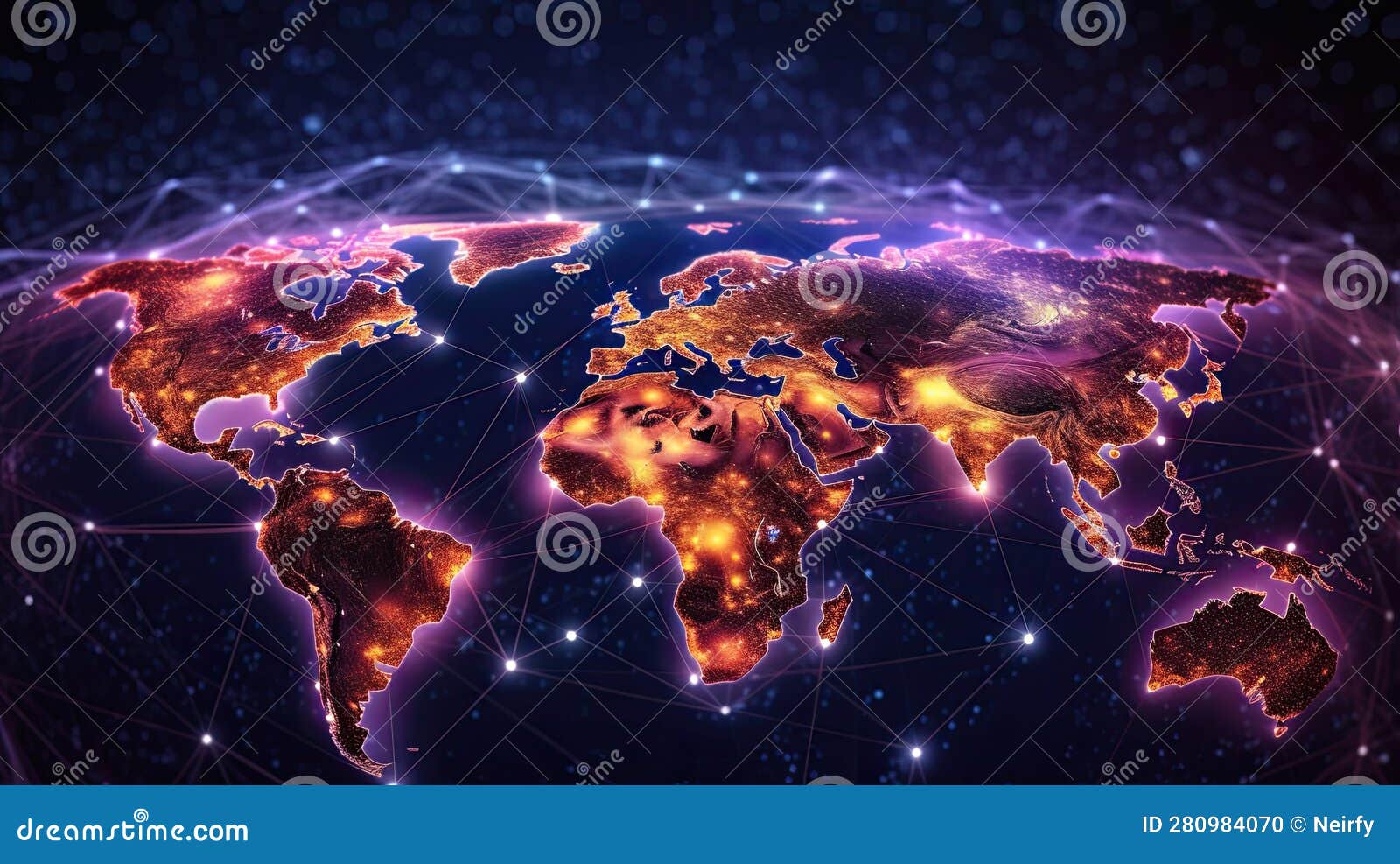 Digital World with Connections Stock Illustration - Illustration of ...