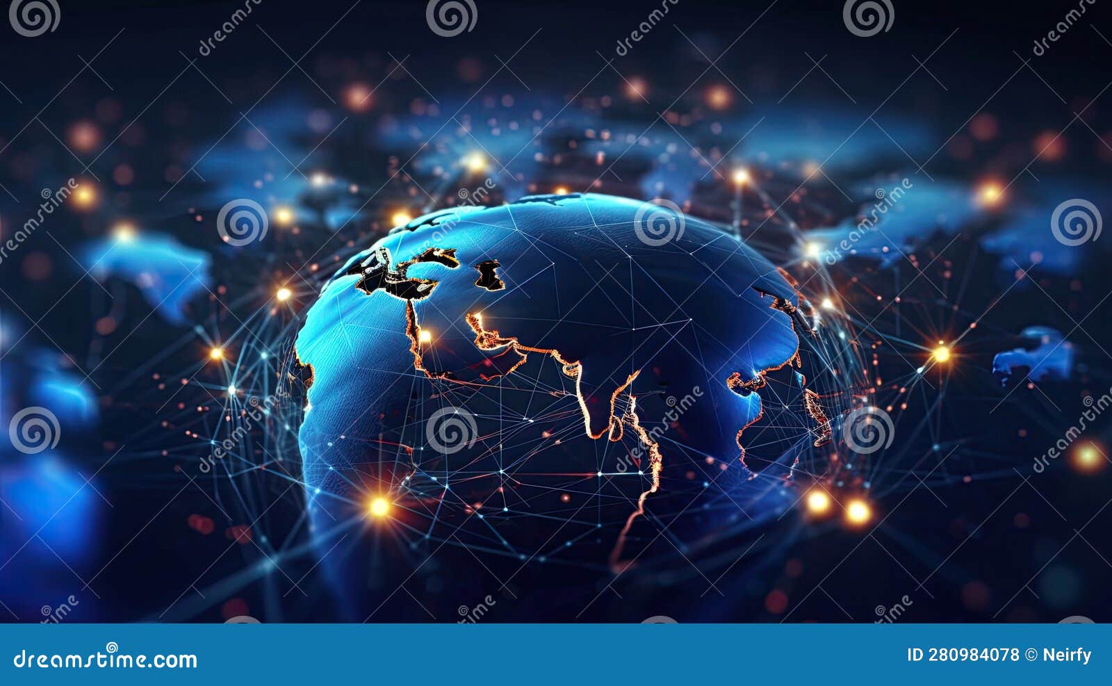 Digital World with Connections Stock Illustration - Illustration of ...