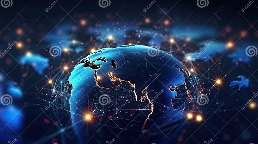 Digital World with Connections Stock Illustration - Illustration of ...