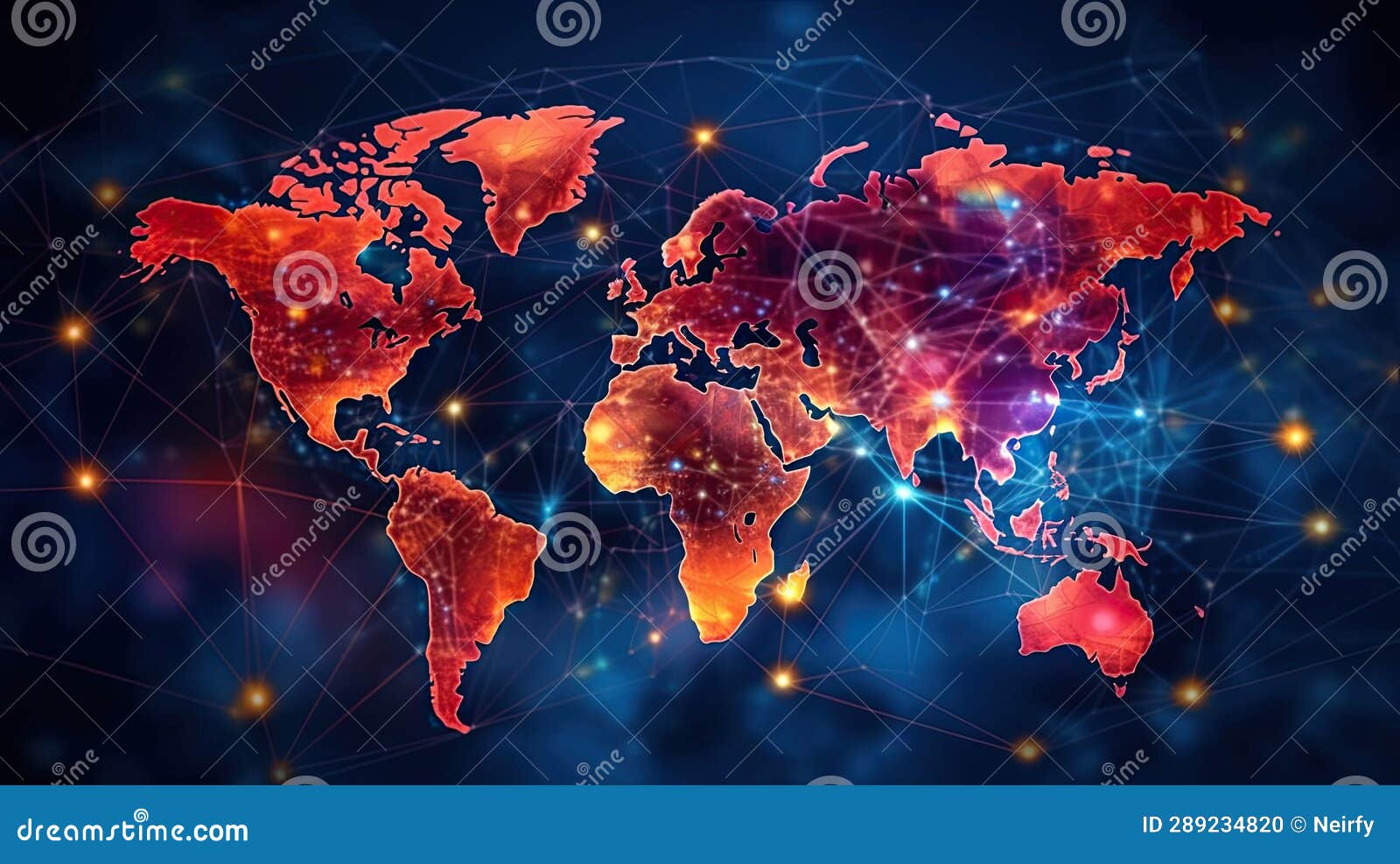 Digital World with Connections Stock Illustration - Illustration of ...