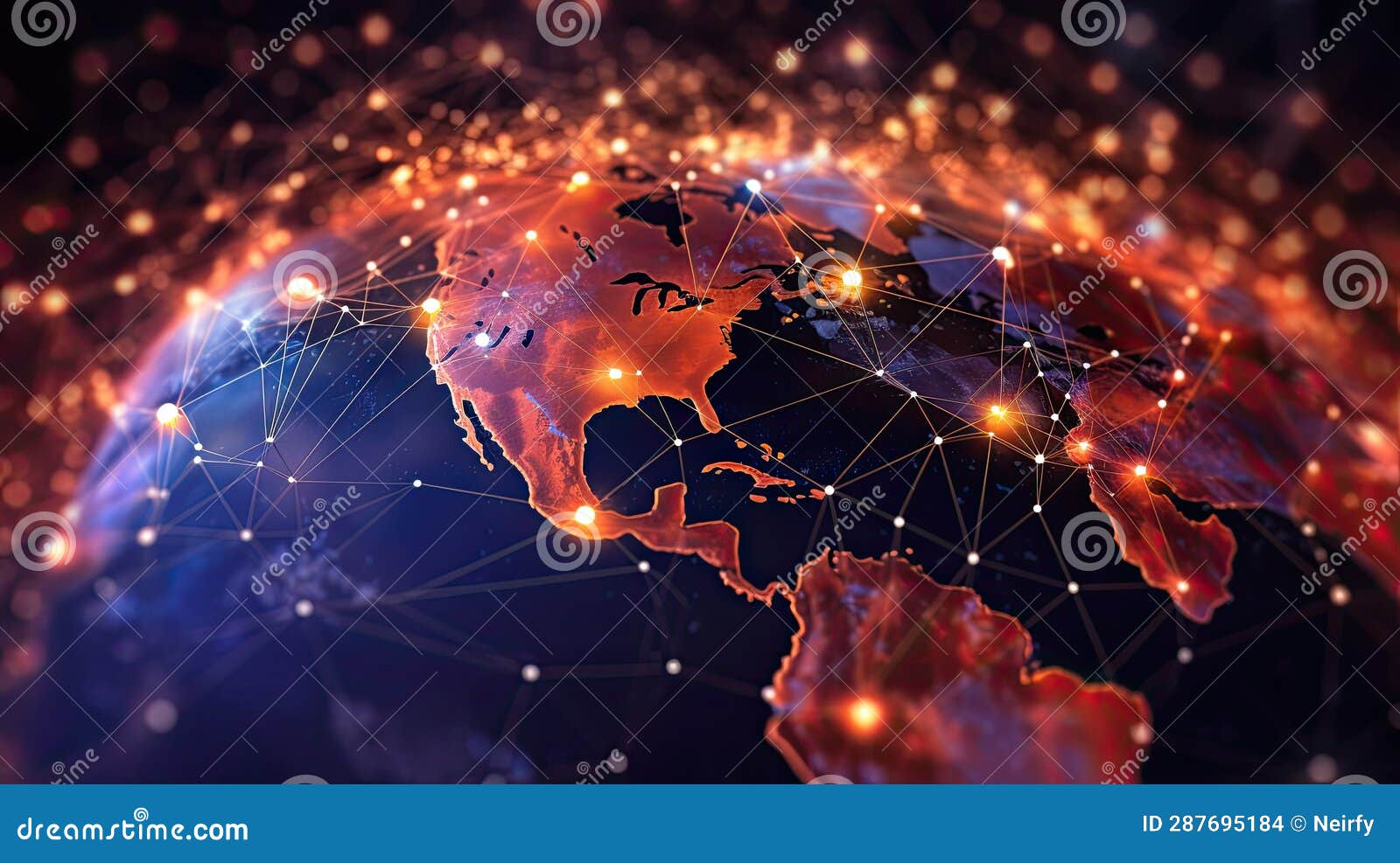 Digital World with Connections Stock Illustration - Illustration of ...