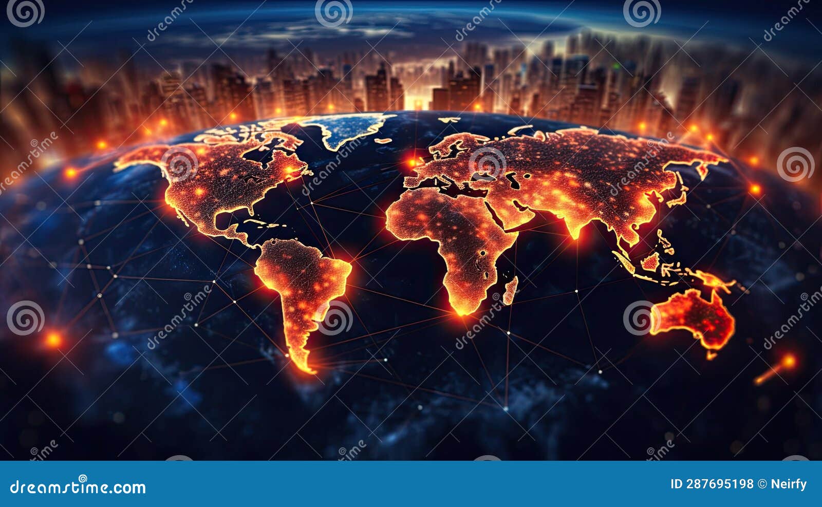 Digital World with Connections Stock Illustration - Illustration of ...