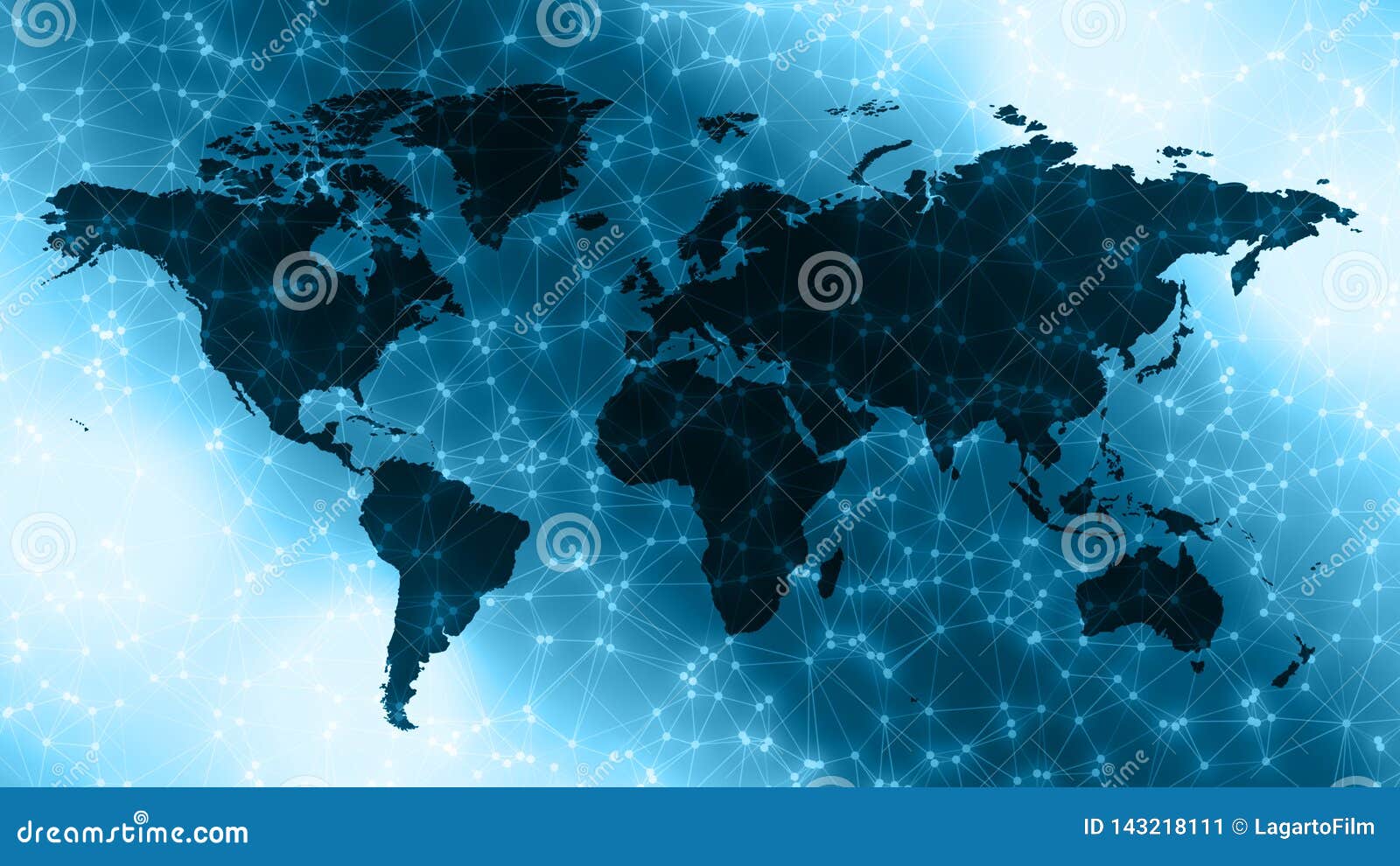 Digital World Continents, Connected White Dots and Lines Stock Image ...