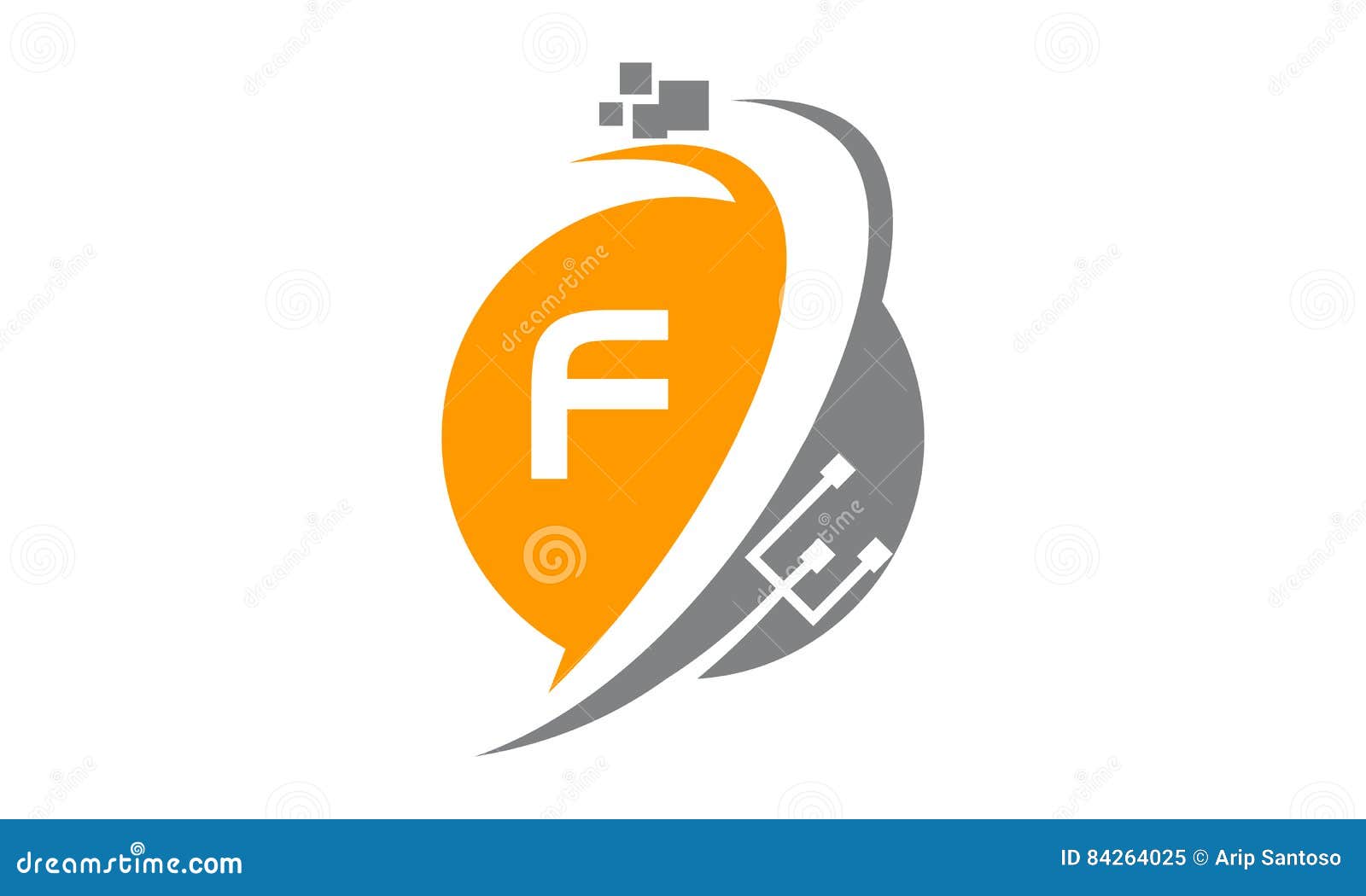 Digital World and Electrical Connections Initial F Stock Vector ...