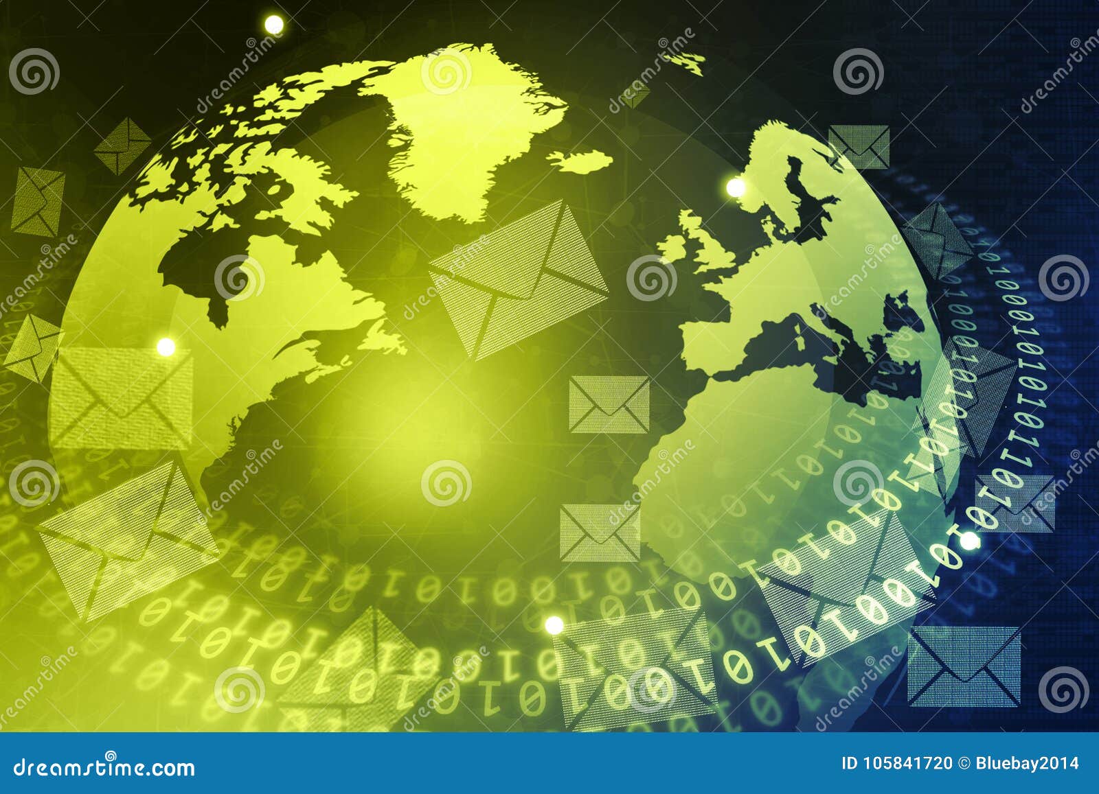 Digital World with Email Distribution Stock Illustration - Illustration ...