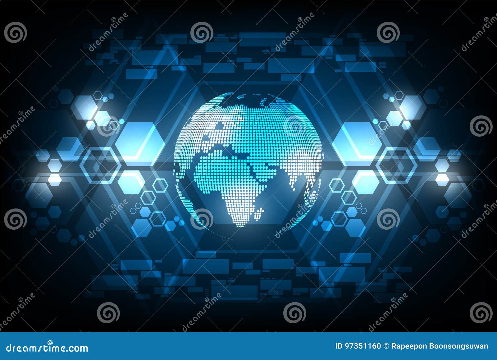 Digital World of the Future on Dark Blue Background. Stock Vector ...
