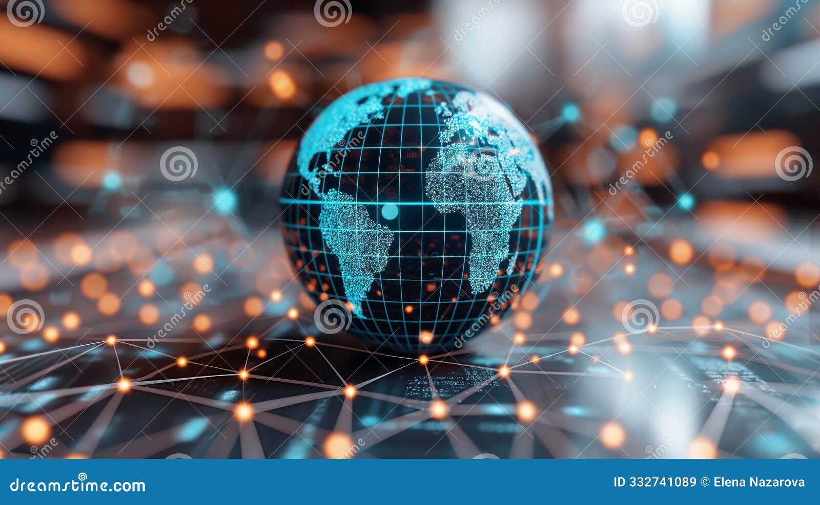 Digital World Globe on an Abstract Tech Background Stock Image - Image ...