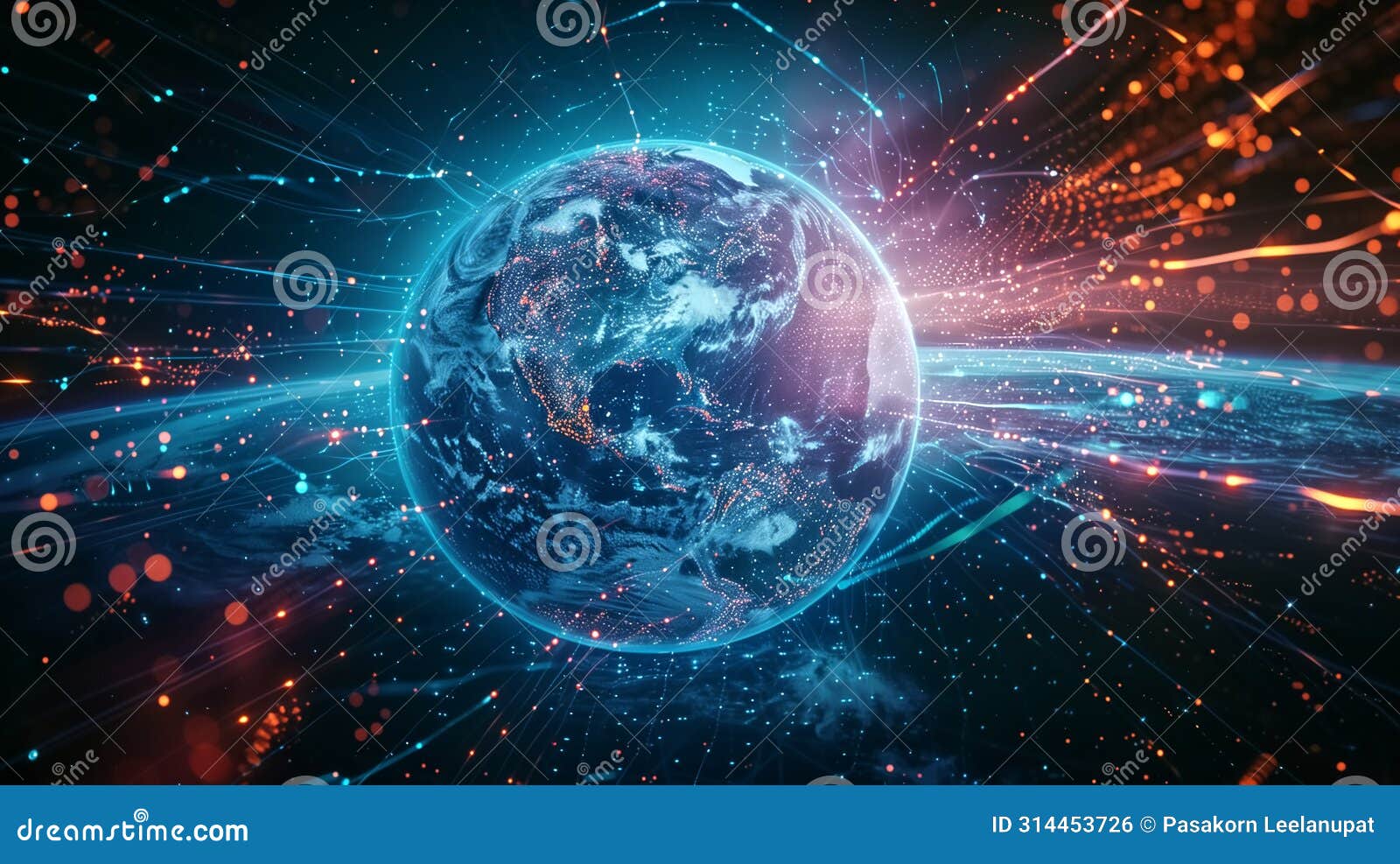 Digital World Globe Out of Control, Extreme Speed of Global Netw Stock ...
