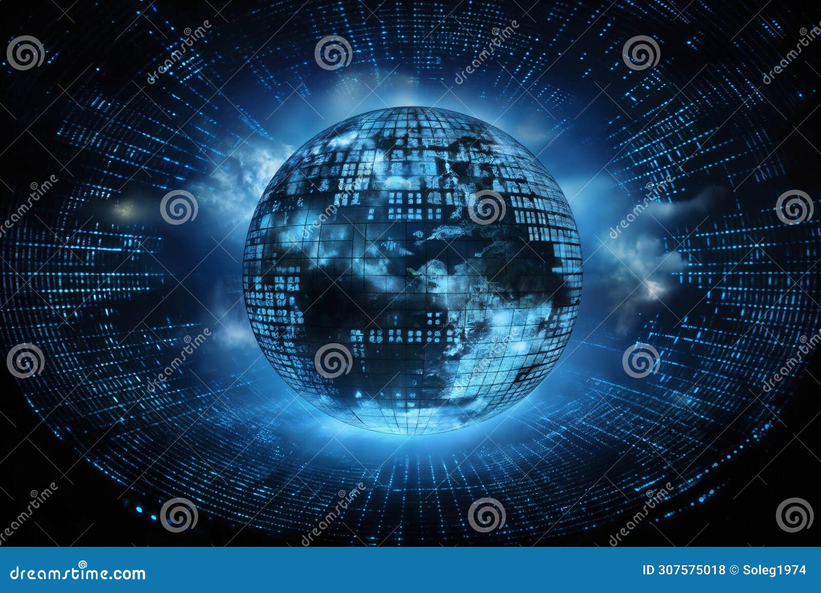 Digital World, Hologram and Glow Around the Surface of Planet Earth in ...